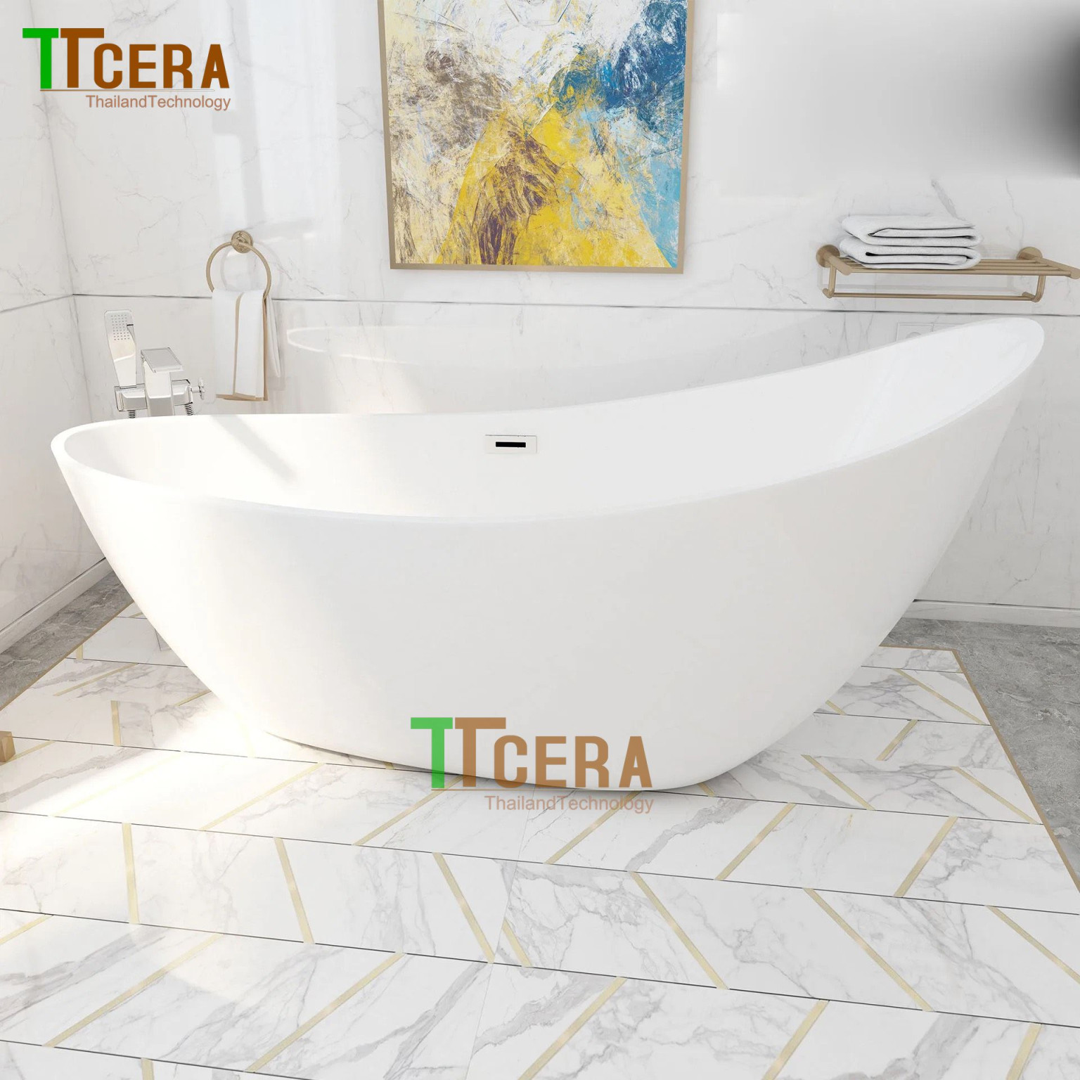 Bồn Tắm Nằm Ovan Màu Trắng TTCERA BT26