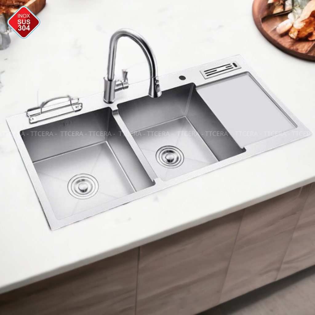 Chậu Rửa Chén Có Bàn Chờ INOX 304 TTCERA CR912-10048CDT