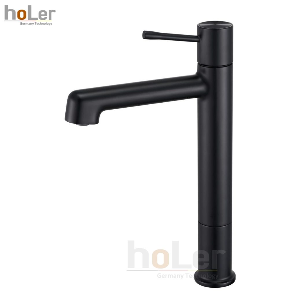 Vòi Lavabo Lạnh Đồng Sơn Tĩnh Điện Đen Holer HL-LB6108